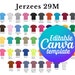 Editable Jerzees 29M Color Chart & Size Chart, Canva Template, 29M ...