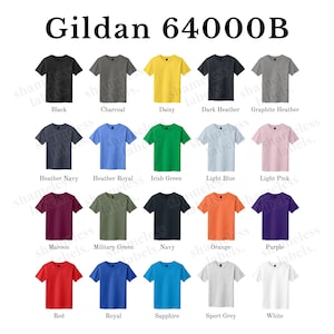 Editable Gildan 64000B Color Chart & Size Chart, Canva Template, G640B ...