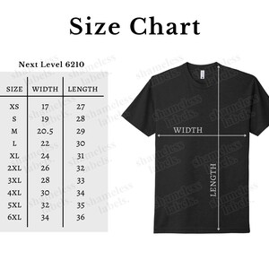 Editable Next Level 6210 Color Chart & Size Chart, Canva Template ...