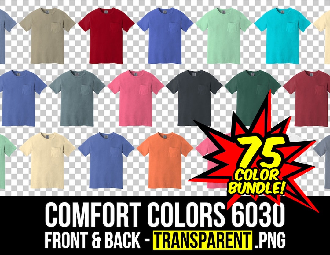 Comfort Colors 6030 Front and Back Mockup Bundle, Heavyweight Pocket T ...