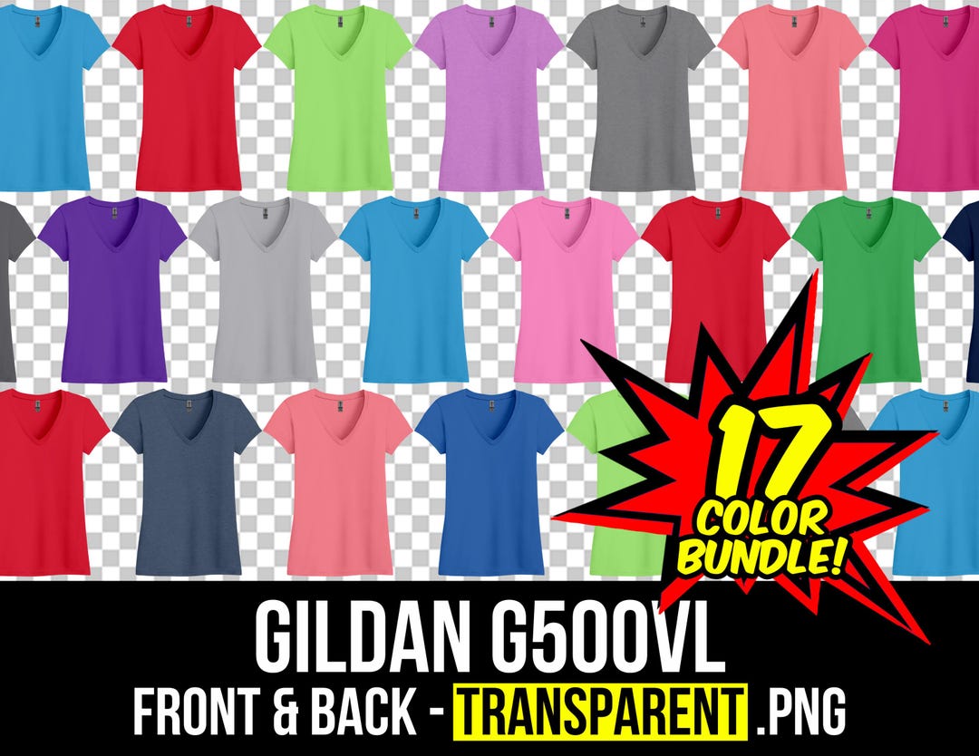 Gildan G500VL Front and Back Mockup Bundle, Women's V-neck Mockup ...