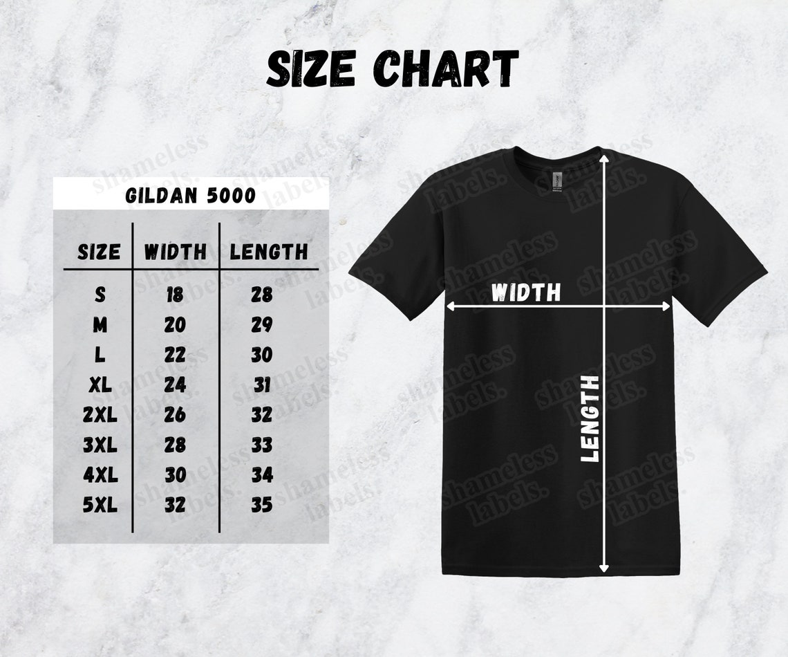 Editable Gildan 5000 Color Chart & Size Chart, Canva Template, G500 ...