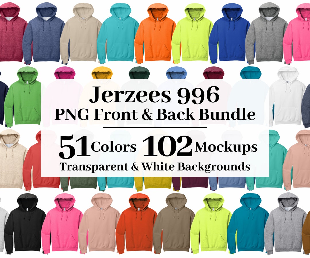 Jerzees 996MR Front and Back Flat Lay Mockup Bundle, Transparent ...