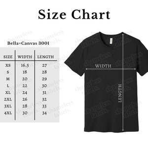 Bella Canvas 3001 Color Chart & Size Chart Canva Template (digital ...