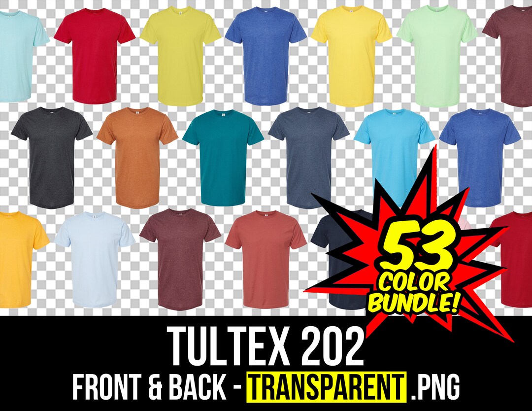 Tultex 202 Front and Back Mockup Bundle, T Shirt Mockup PNG, 202TC Transparent, Front and Back ...