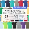 Next Level 6210 Front and Back Mockup Bundle, T Shirt Mockup PNG ...