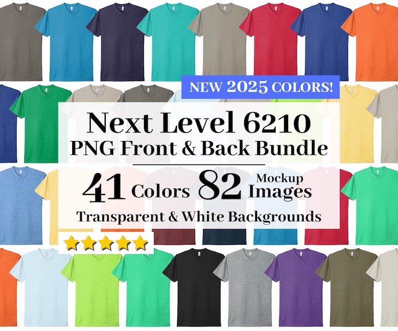 Next Level 6210 PNG Mockup Bundle, Transparent + White Backgrounds, All ...