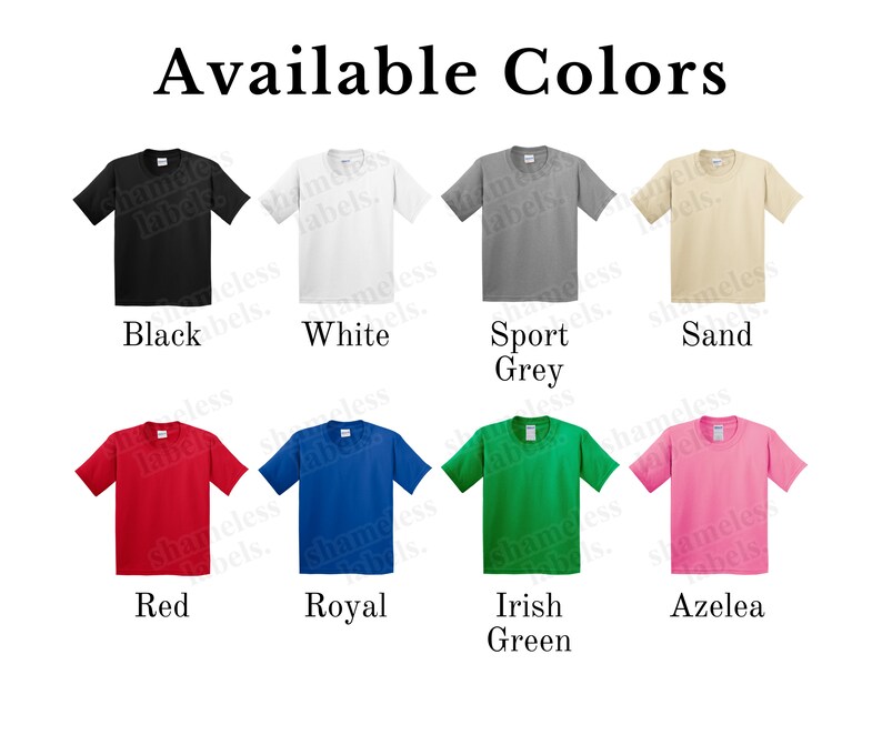 Editable Gildan 5000B Color Chart & Size Chart, Canva Template, G500B ...