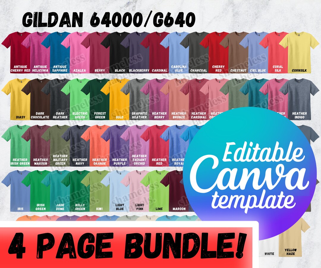 Editable Gildan 64000 Color Chart & Size Chart (Instant Download) - Etsy Editable Gildan 64000 Color Chart & Size Chart (Instant Download) - Etsy