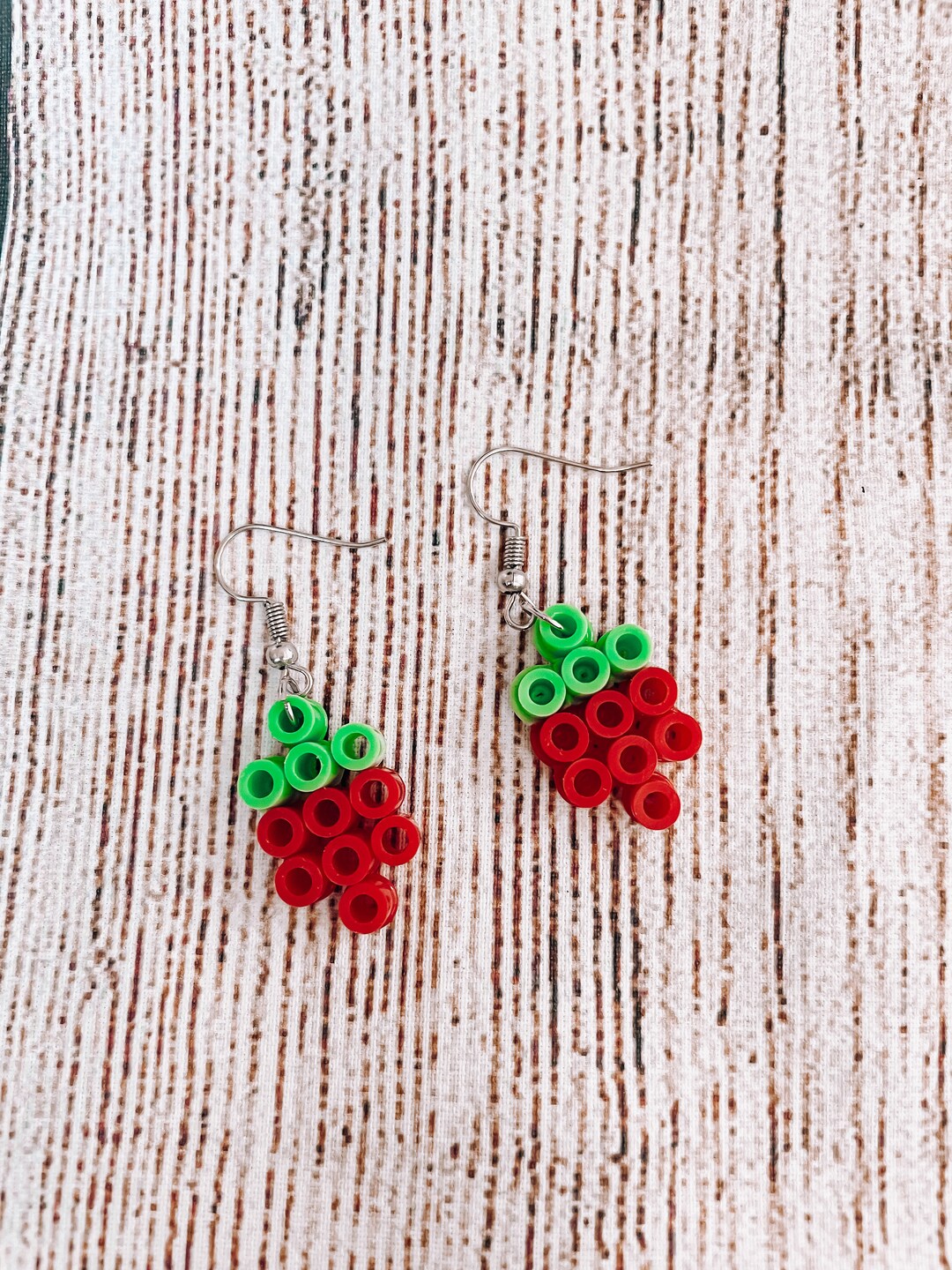 Raspberry Perler Bead Earrings - Etsy