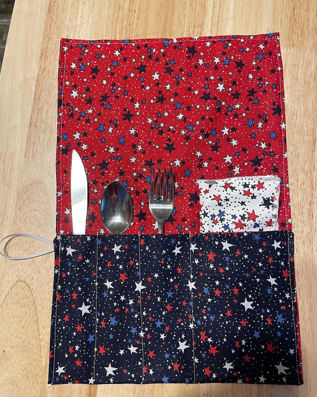 Picnic/lunchbox Silverware Roll - Classic Americana Collection - Etsy