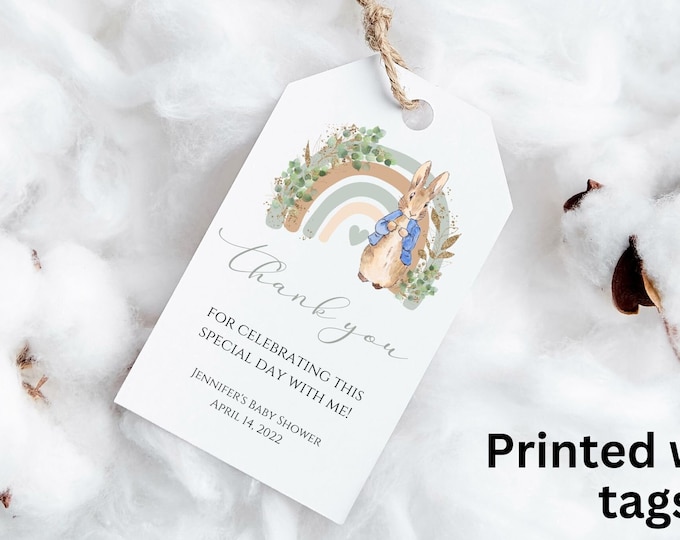 Peter Rabbit Favor Tag, Thanks for Hopping By, Peter Rabbit Birthday ...