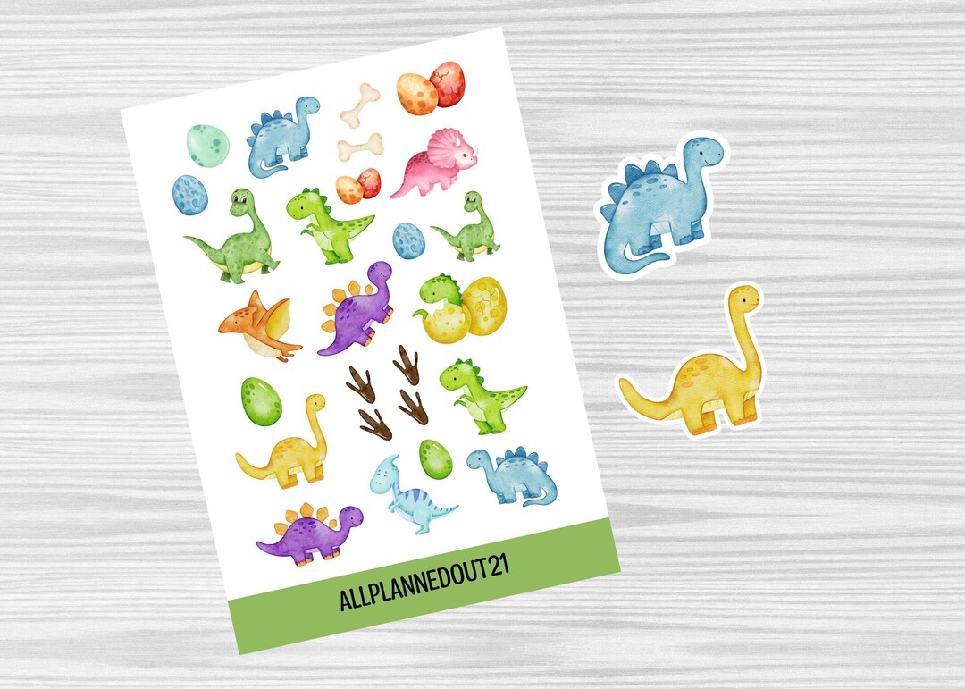 Dinosaur Vinyl Sticker Sheet - Planner, Scrapbook, Kids - Etsy