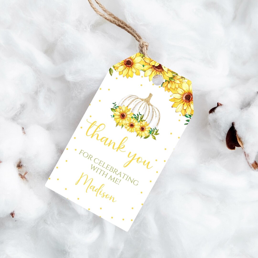 PRINTED Sunflower Thank You Tags-pumpkin Favor Tags-sunflower Gift Tags ...