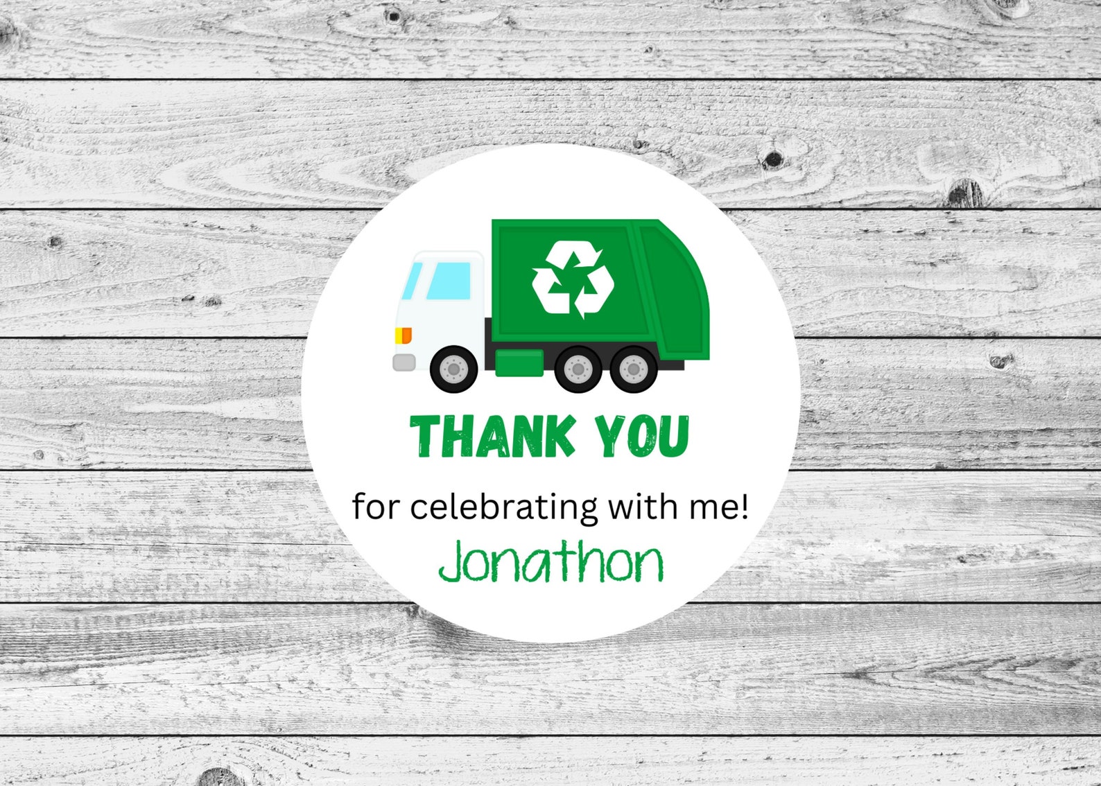 PRINTED Garbage Truck Birthday Thank You Stickers-personalized Favor ...