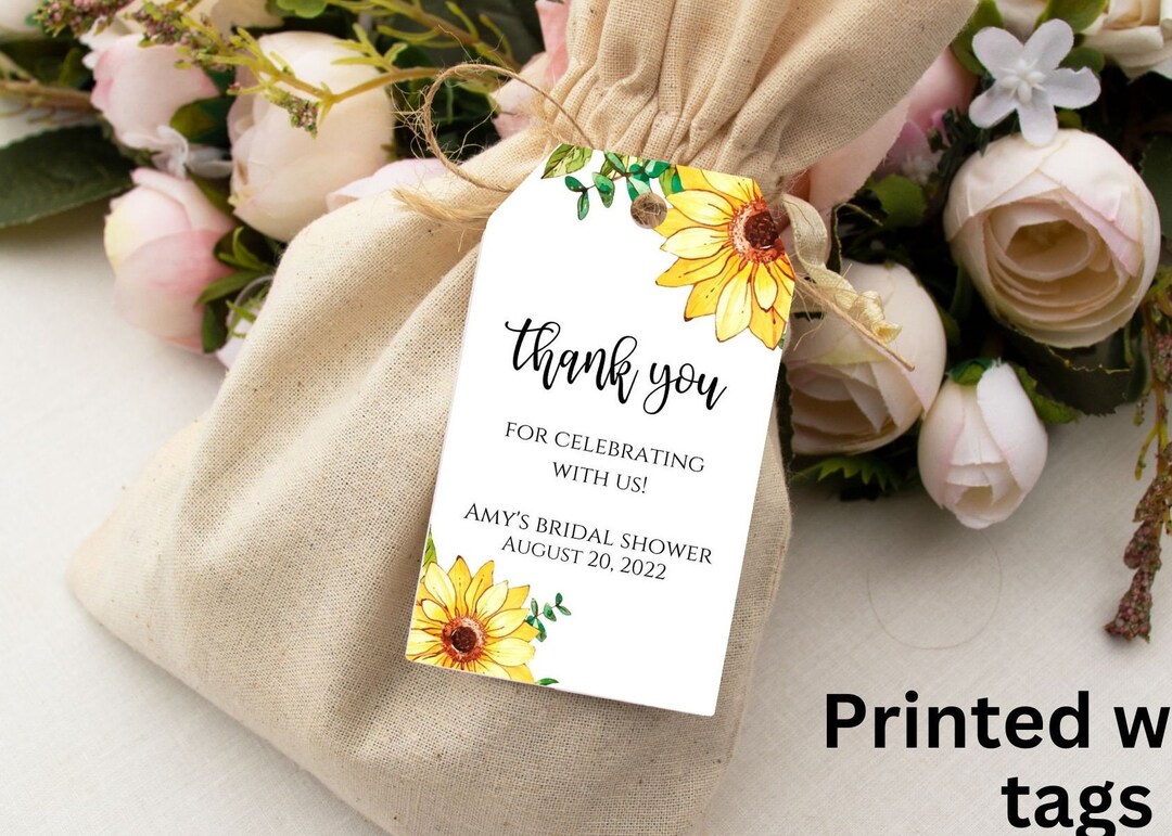 PRINTED Sunflower Thank You Tags-sunflower Favor Tags-sunflower Gift ...