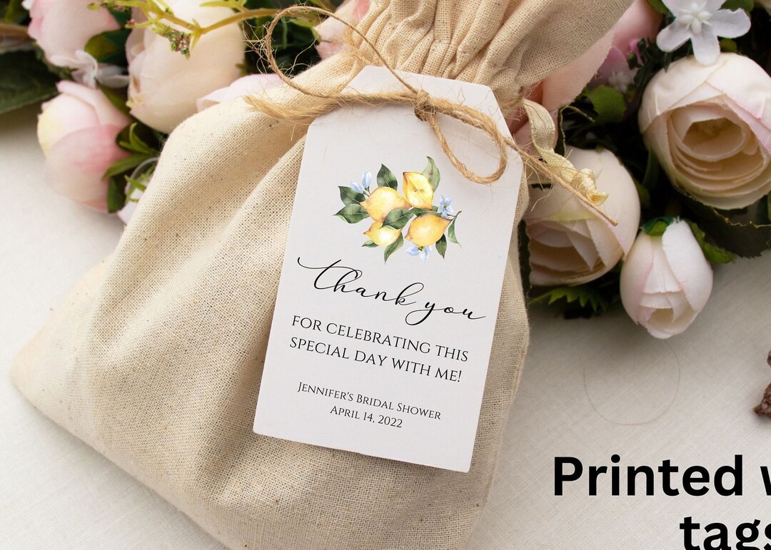 PRINTED Lemon Thank You Tags-gift Tags-bridal Shower Tags-lemon Favor ...