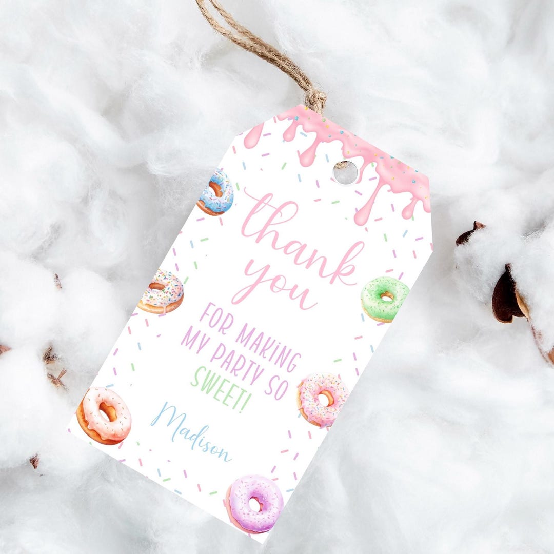 PRINTED Donut Thank You Tags-birthday Favor Tags-favor Gift Tags-donut ...
