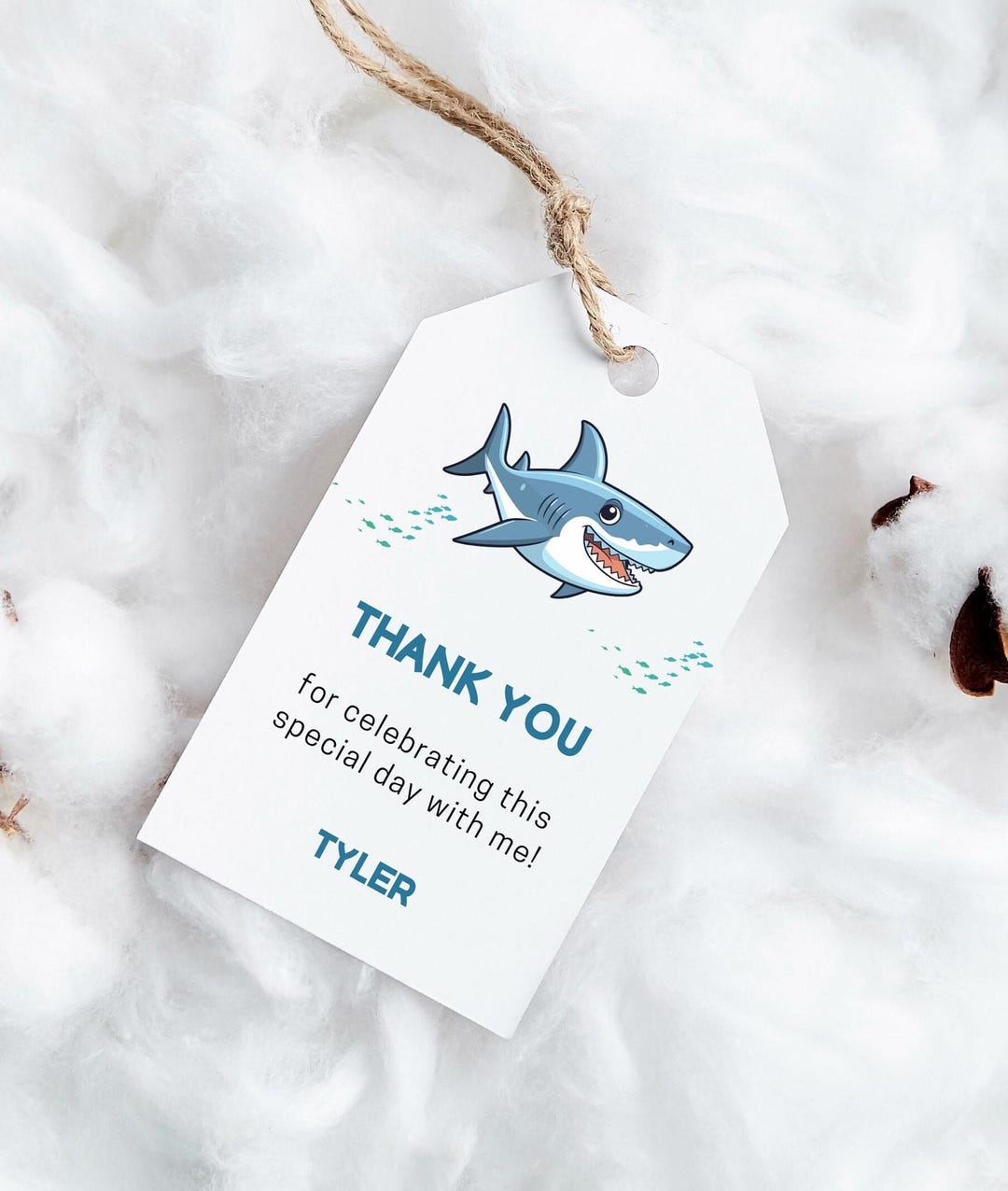 PRINTED Shark Favor Tags-ocean Theme Tags-shark Printed Tags-birthday ...