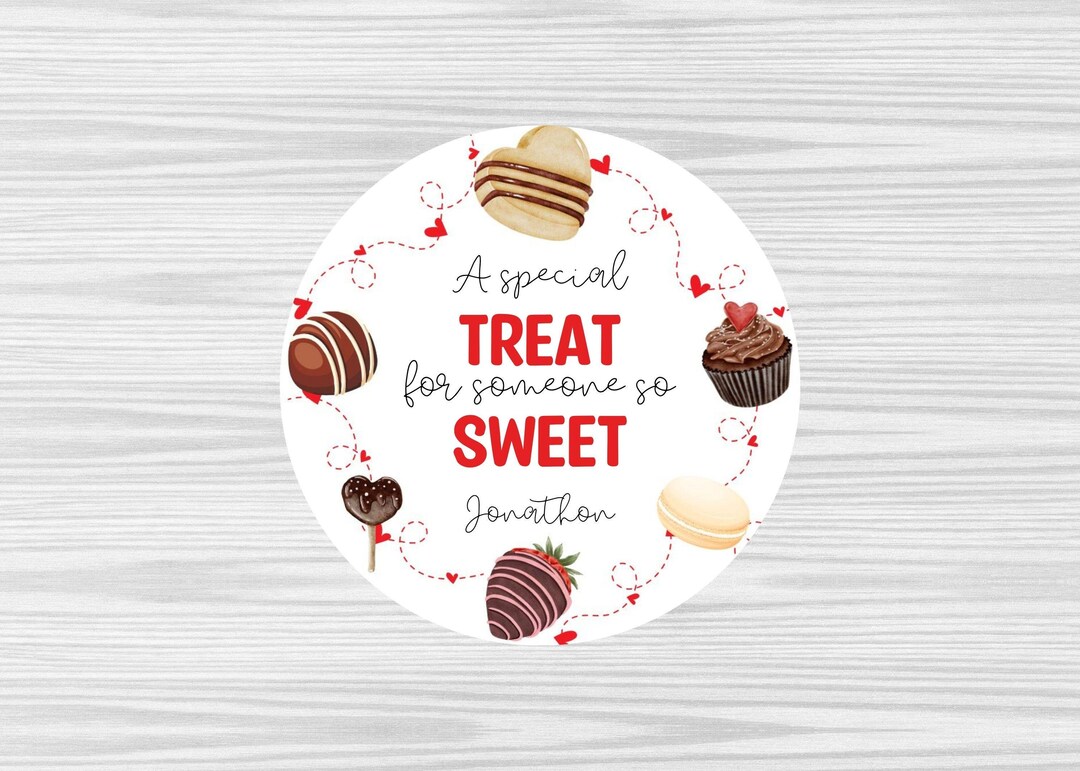 PRINTED Valentine Stickers-a Sweet Treat Sticker-personalized Valentine ...