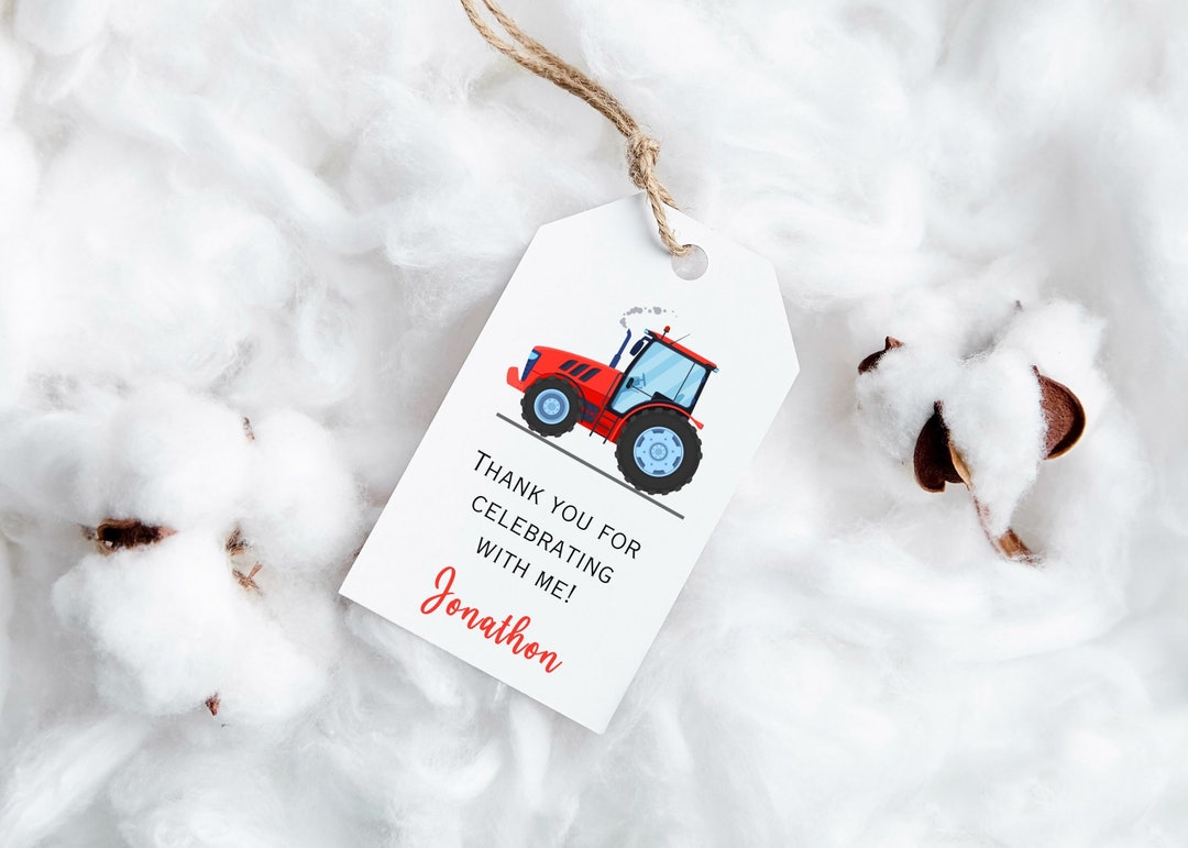 PRINTED Red Tractor Gift Tags-tractor Favor Tags-tractor Theme Party ...