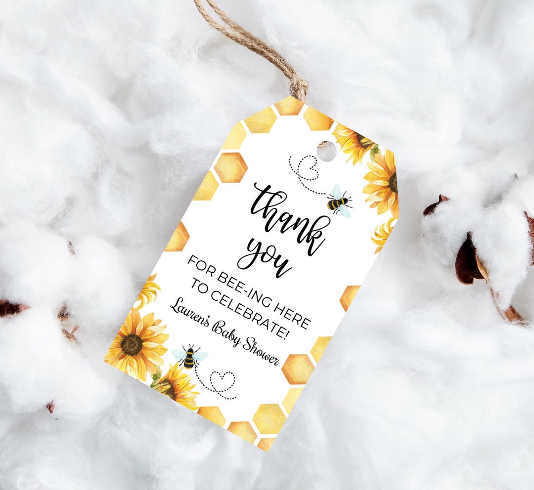 PRINTED Bee Thank You Tags-bee Birthday Favor Tags-bee Theme Party-bee ...