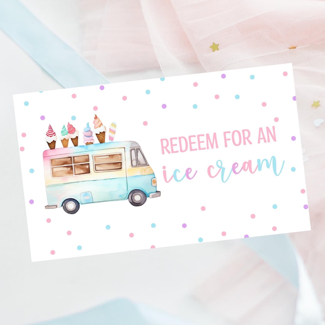 PRINTED Ice Cream Ticket-birthday Ice Cream Card-ice Cream Theme Party ...