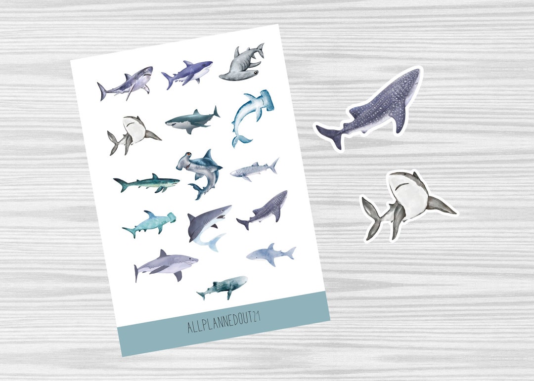 Shark Sticker Sheet-planner Stickers-great White Shark Stickers-sticker ...