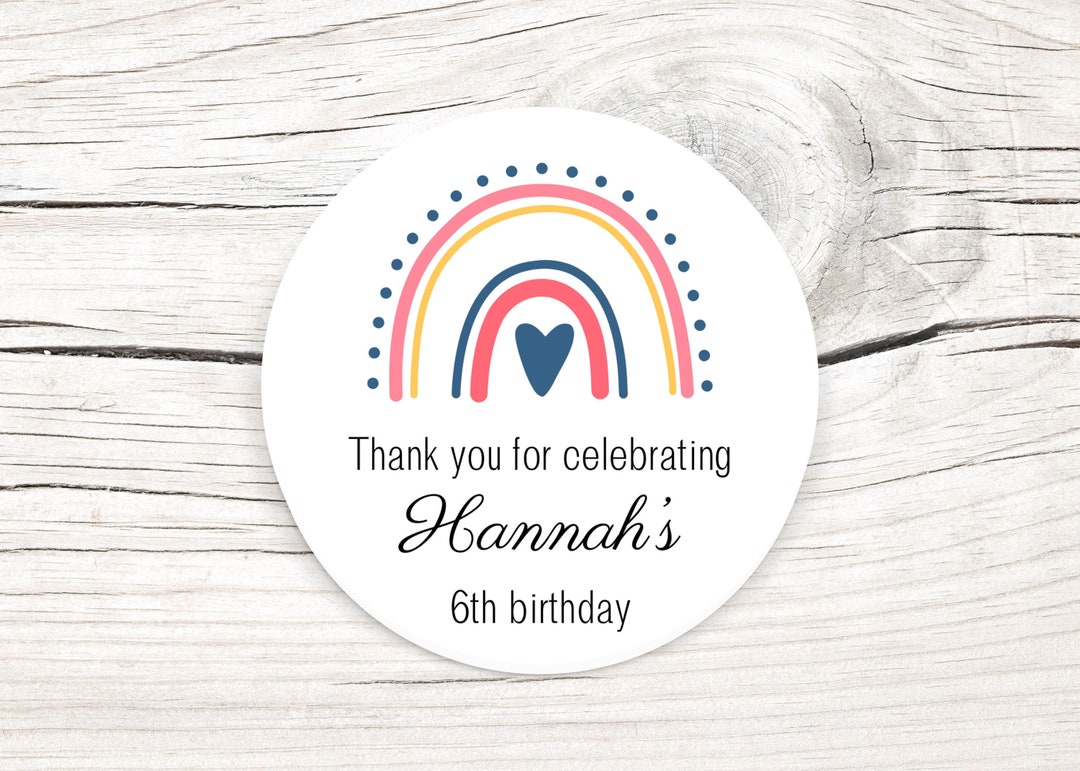 PRINTED Rainbow Birthday Stickers-personalized Birthday Favor Labels ...