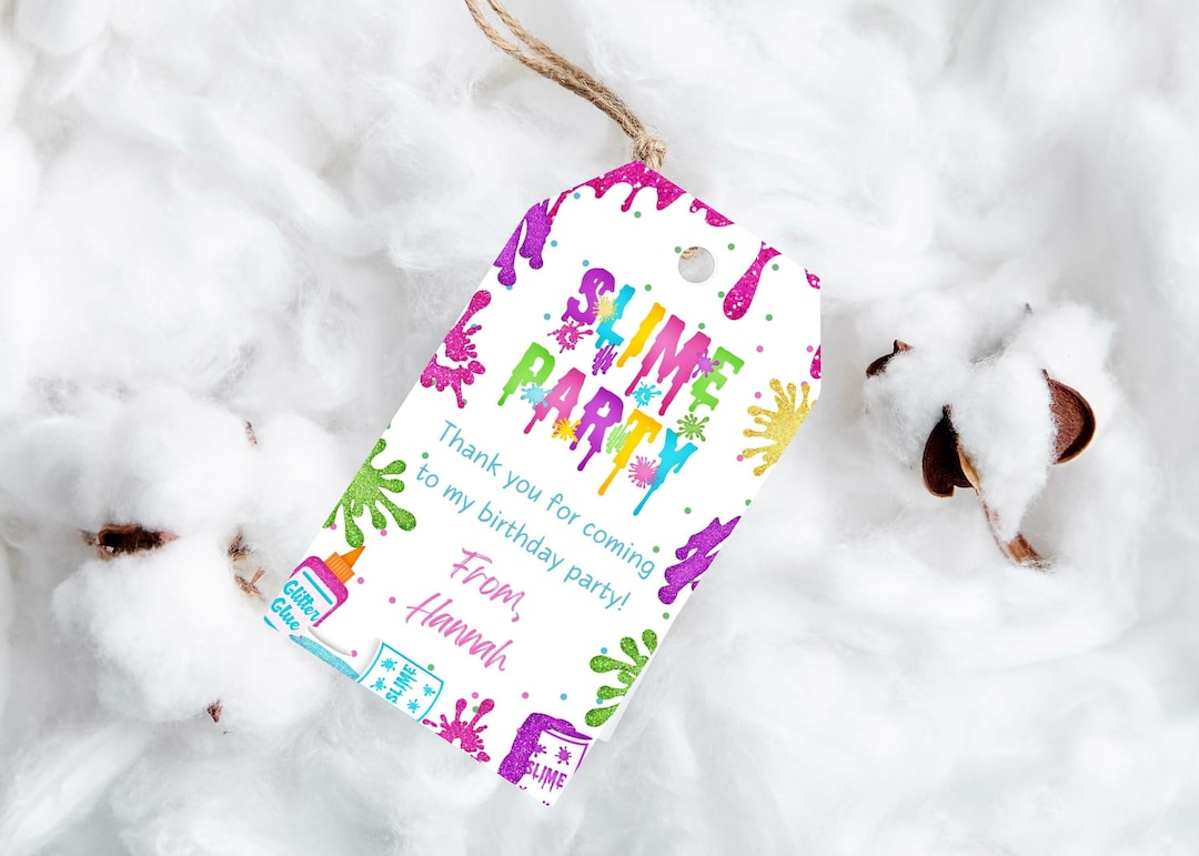 PRINTED Girl Slime Party Thank You Tags-birthday Gift Tag-printed Tags ...