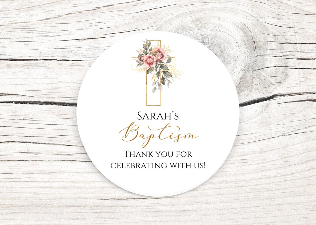 PRINTED Baptism Stickers-personalized Baptism Favor Labels-birthday ...