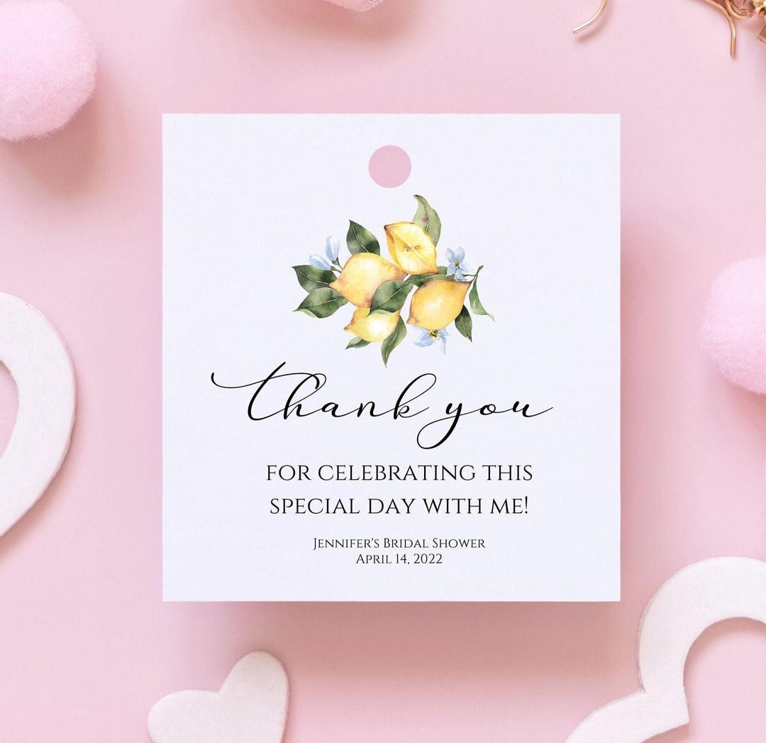 PRINTED Lemon Thank You Tags-bridal Shower Favor Tags-lemon Printed ...