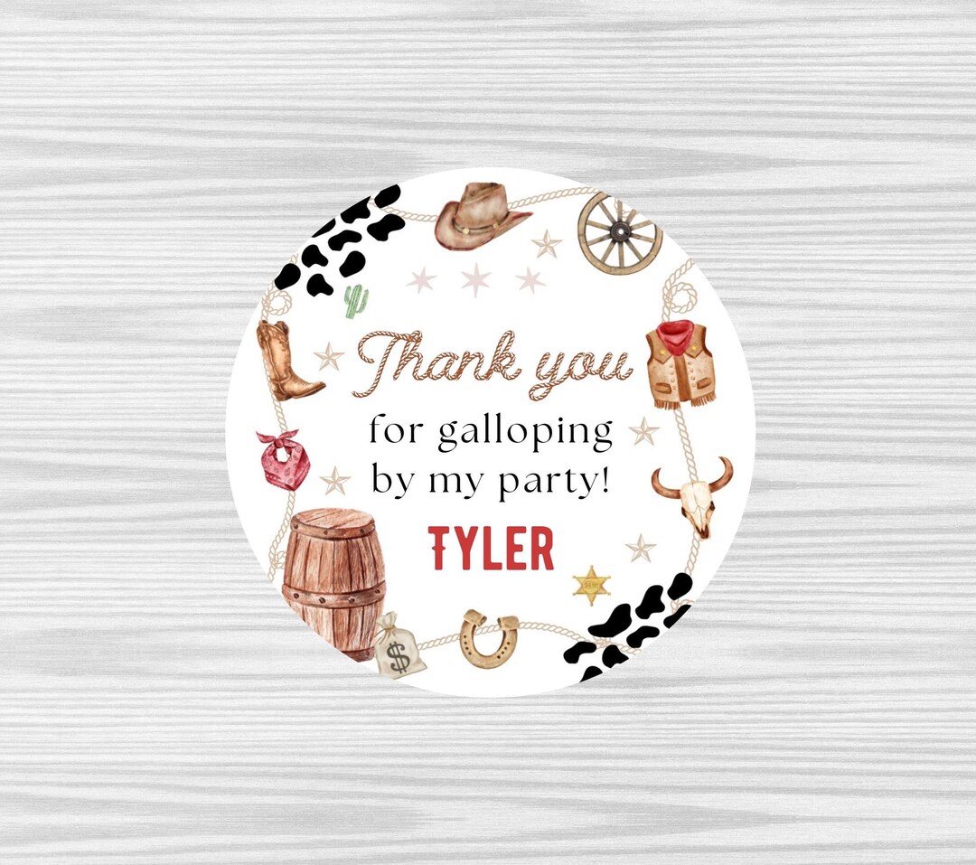 PRINTED Rodeo Stickers-cowboy Sticker-personalized Birthday Gift Labels ...