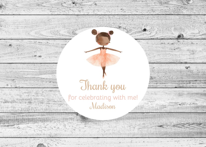 PRINTED Ballerina Dancer Birthday Thank You Stickers-personalized Favor ...