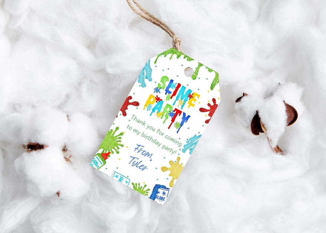 PRINTED Slime Party Thank You Tags-birthday Gift Tag-printed Slime Tags ...