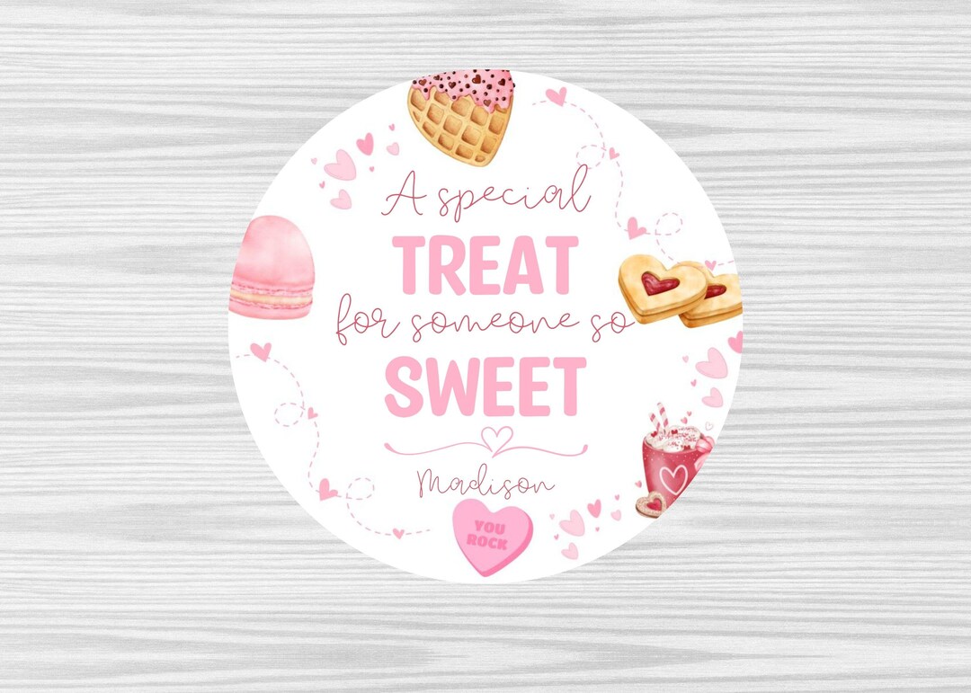 PRINTED Valentine Stickers-a Sweet Treat Sticker-personalized Valentine ...