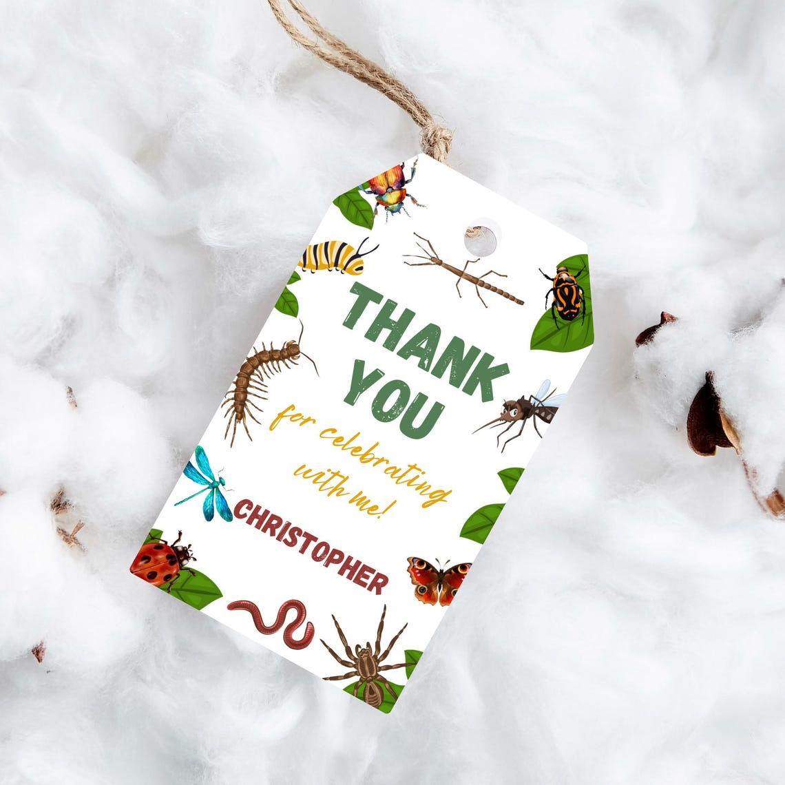 PRINTED Bug Thank You Tags-insect Birthday Favor Tags-bug Printed Tags ...