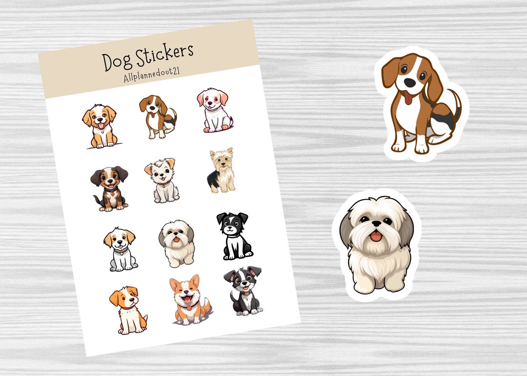Dog Stickers-planner Stickers-puppy Stickers-dog Sticker Sheet-vinyl ...