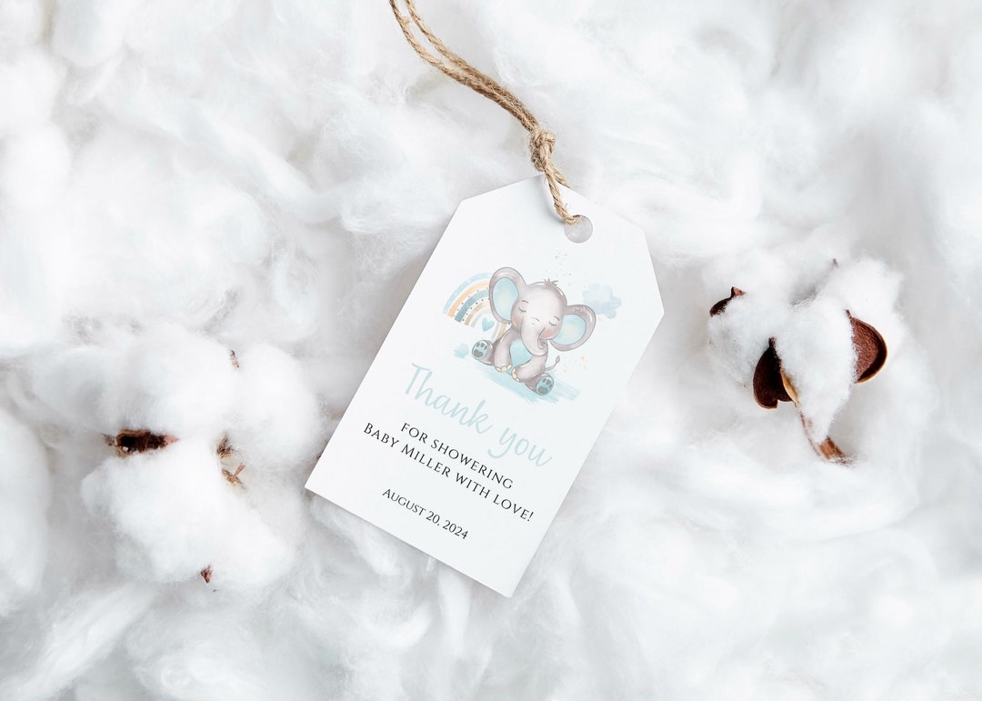 PRINTED Gift Tags-birthday Favor Tags-elephant Printed Tags-baby Shower ...