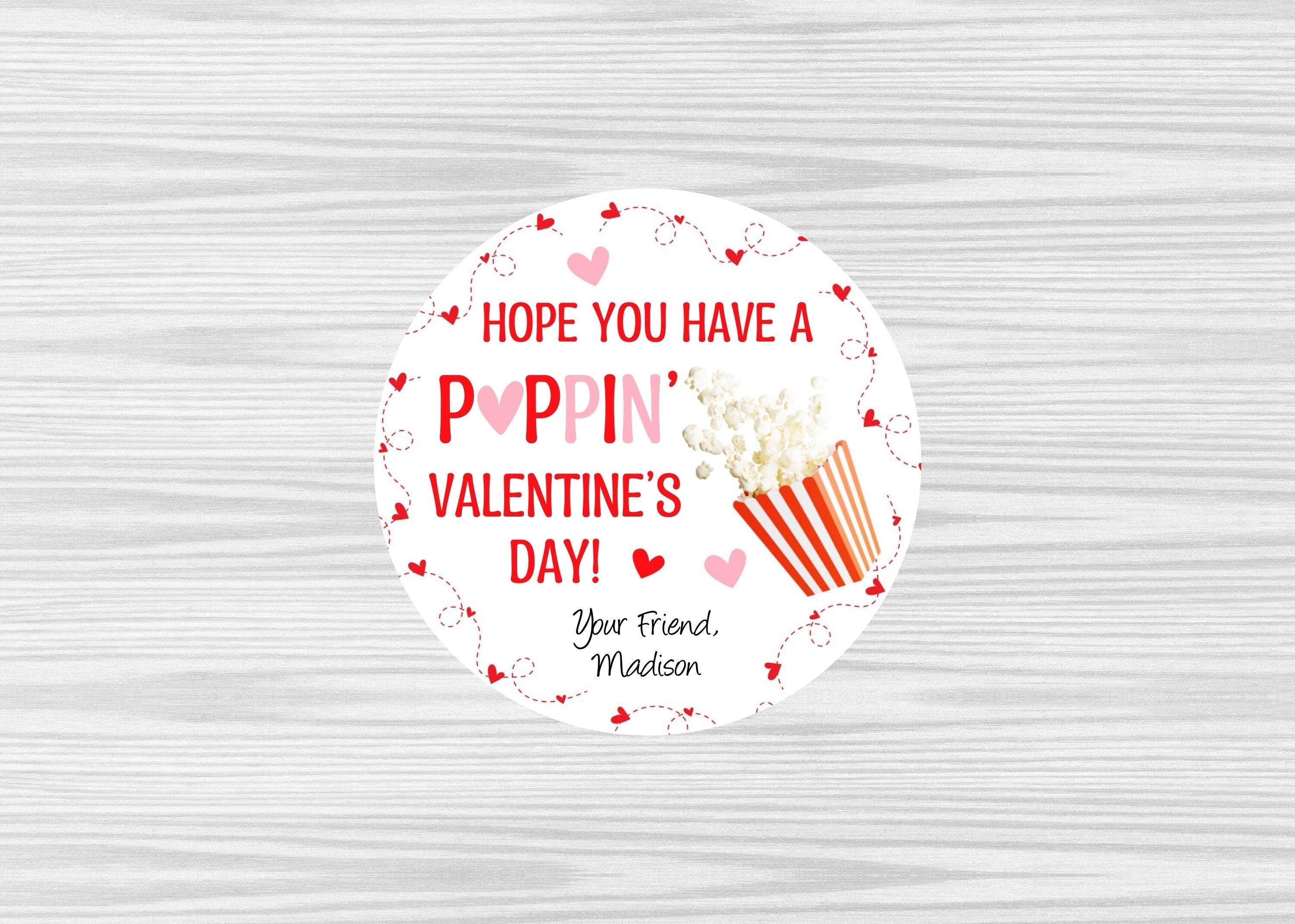 PRINTED Valentine Stickers-popcorn Sticker-personalized Valentine Gift ...