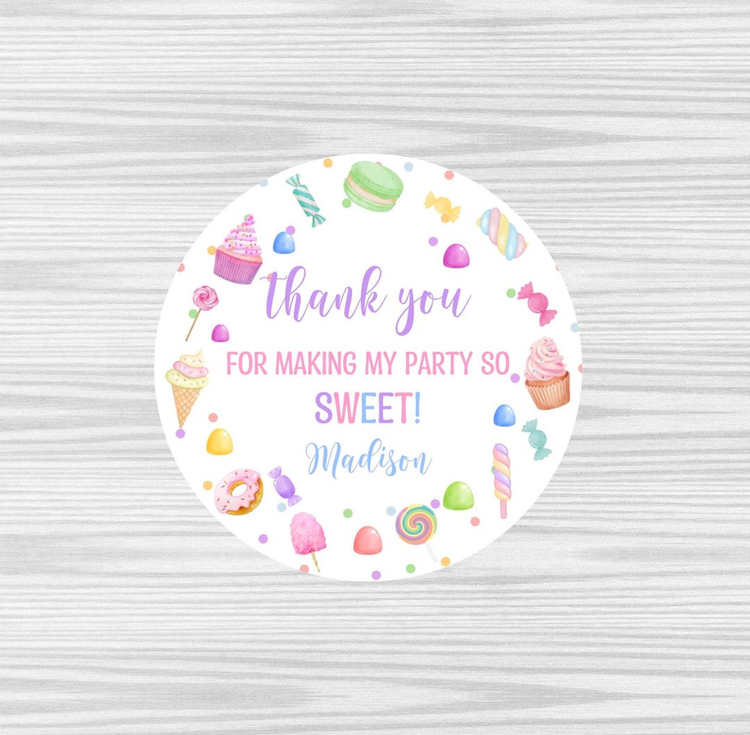 PRINTED Candy Thank You Stickers-sweet Dessert Sticker-personalized ...