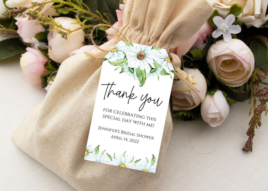 PRINTED Daisy Thank You Tags-daisy Favor Tags-bridal Shower Tags-white ...