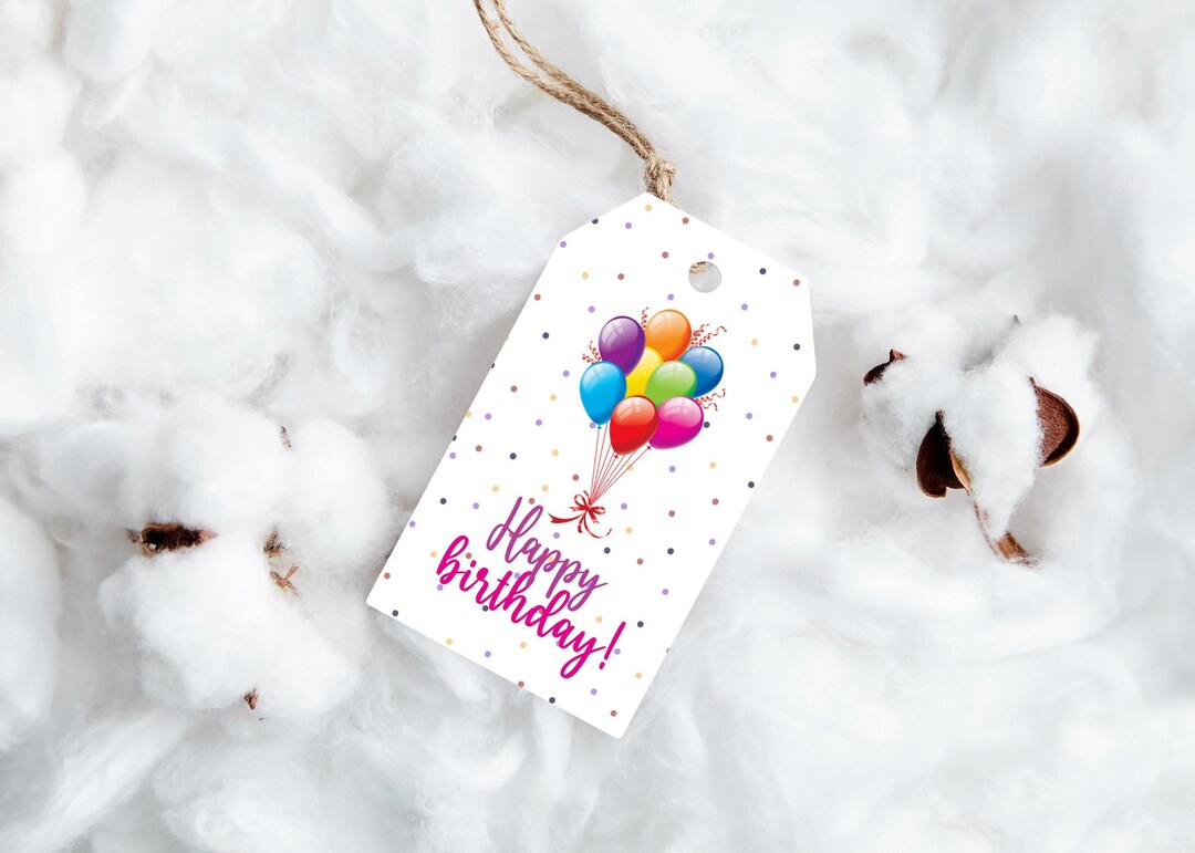 PRINTED Gift Tags-birthday Favor Tags-printed Tags-happy Birthday Tag ...
