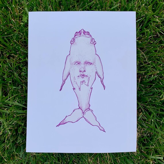 Dolphin Man Art Print - Etsy
