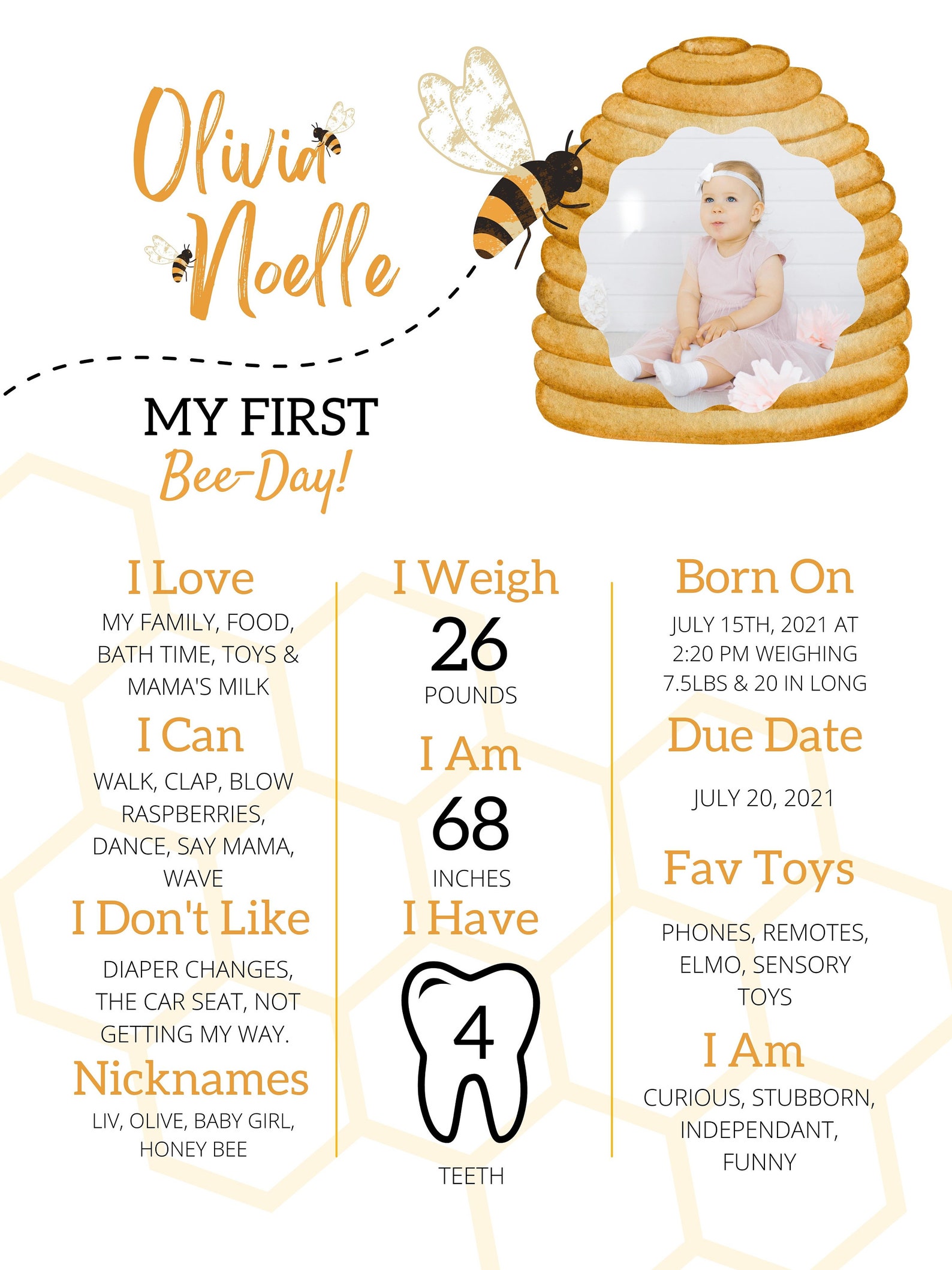 EDITABLE First BEE-DAY Milestone Sign Modern 1st Birthday - Etsy
