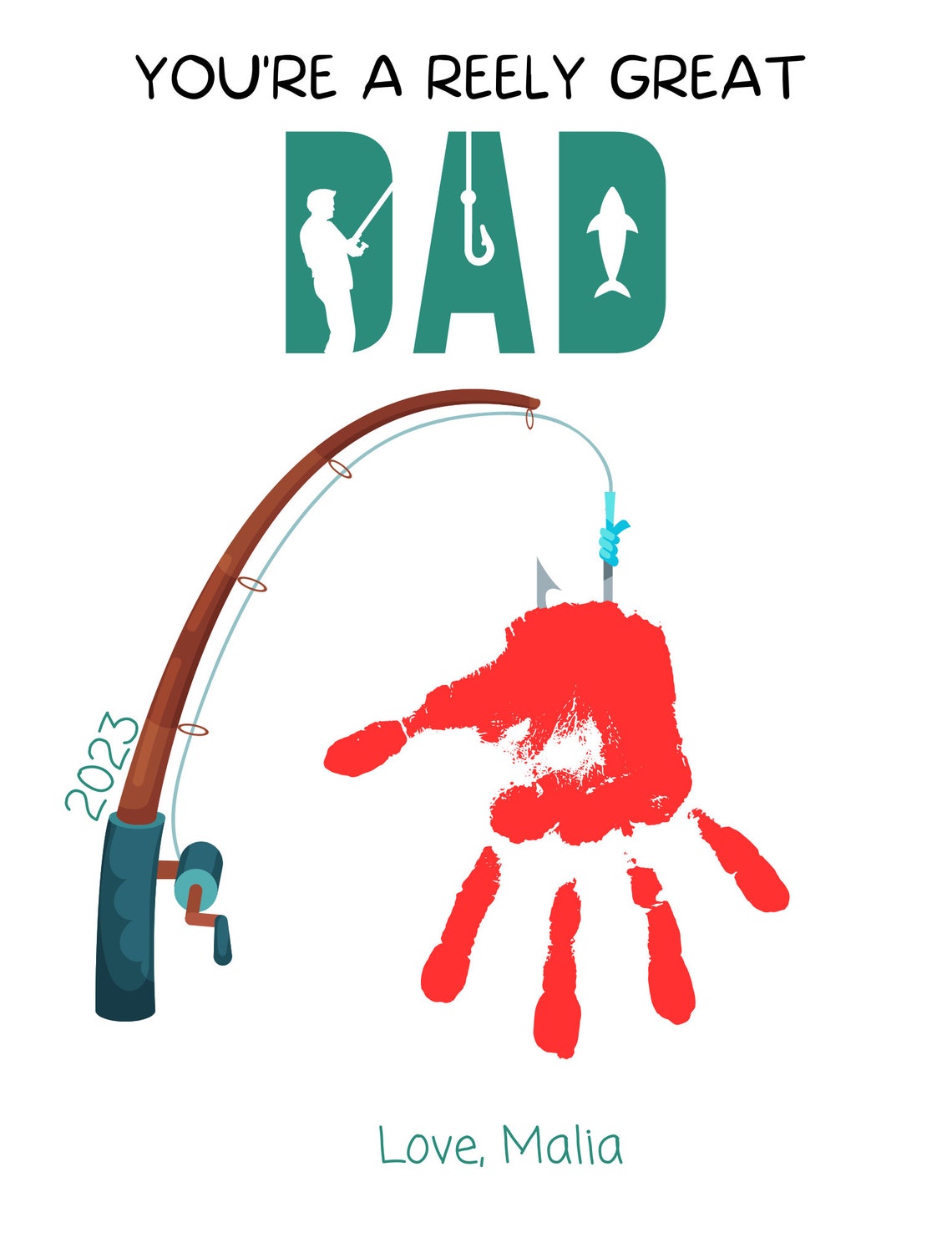 PERSONALIZED Printable Reely Great Dad Handprint - Etsy