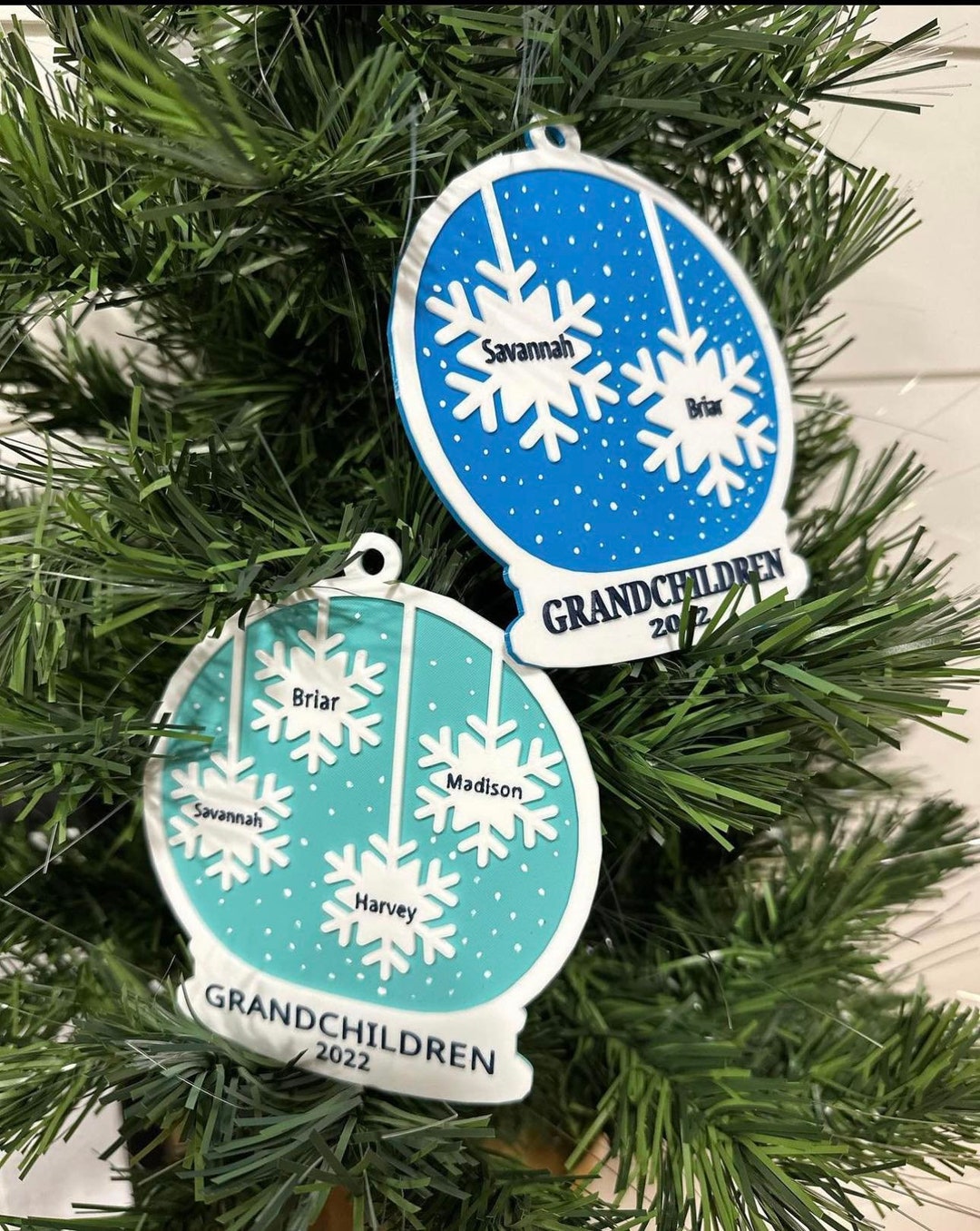 Personalized Family Names Christmas Snow Globe Ornament Custom Holiday ...