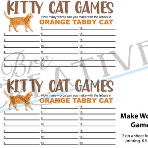 Kitty Cat Themed Party Games, Birthday Party, Digital Download - Etsy