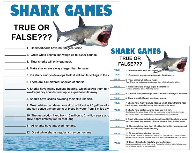 Shark Themed Party Games, Digital Download, Jaws Party Activities - Etsy