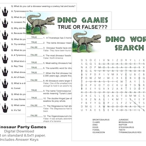 Dinosaur Themed Party Games, Digital Download, Birthday Party ...